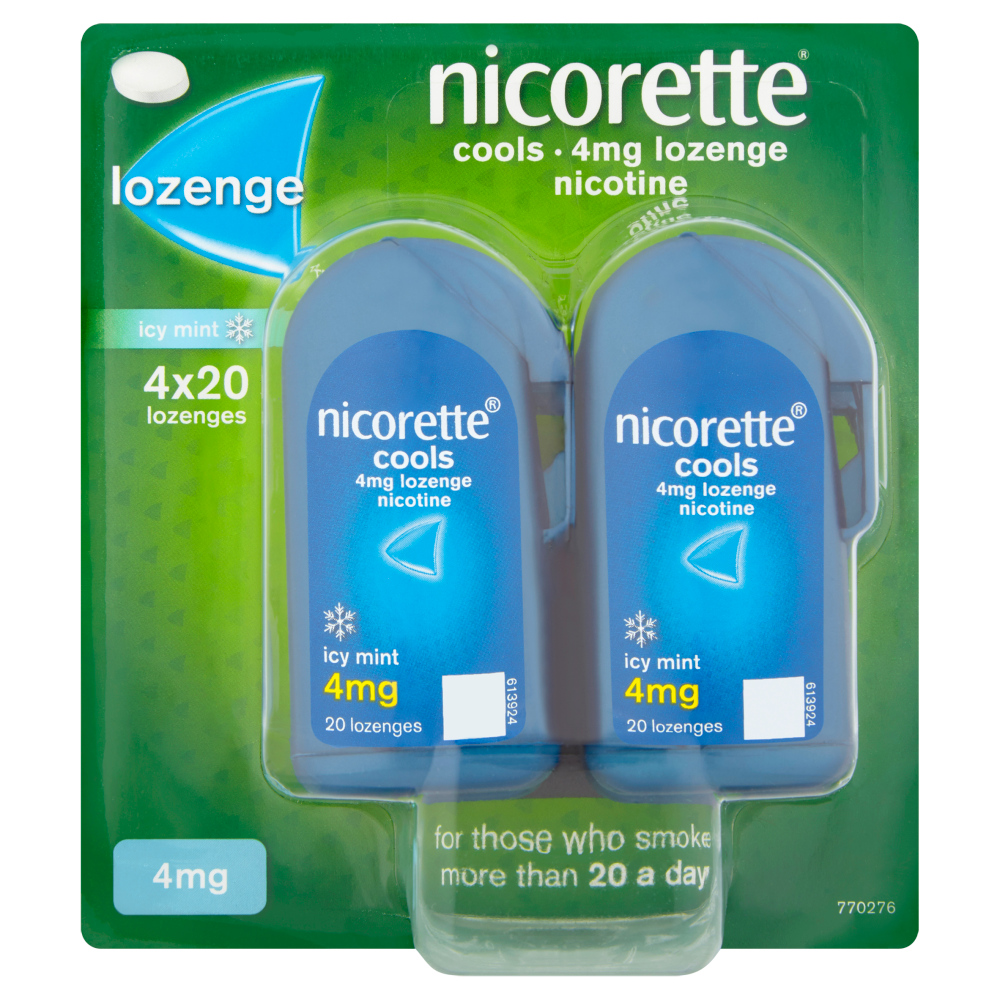 Nicorette Cools Icy Mint 4mg Nicotine 4 Pack – 80 Lozenges | Chemist 4 U