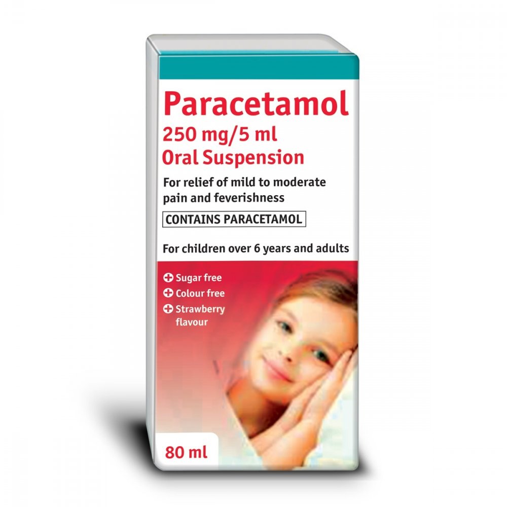 Buy Paracetamol Six Plus Strawberry Suspension - 80ml