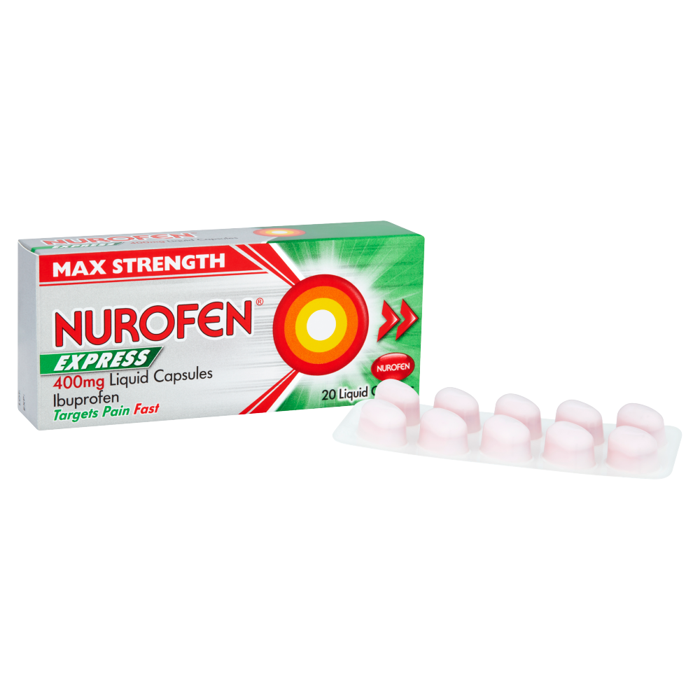 Nurofen Express - 20 x 400mg Liquid Capsules | Pain Relief | Chemist 4 U