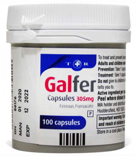 Galfer Ferrous Fumarate 305mg - 100 Capsules | Iron Supplement | Chemist4U