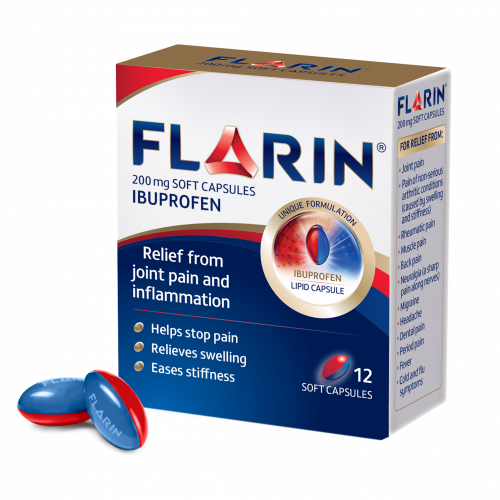 Flarin 200mg Soft Capsules – 12 Caps | Ibuprofen 200mg | Chemist 4 U