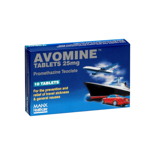Avomine Travel Sickness 25mg (Promethazine) - 10 Tablets | Chemist 4 U