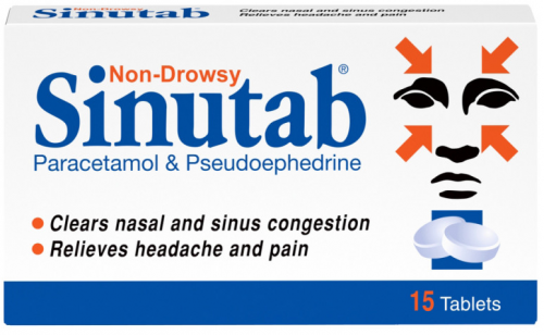 Sinutab Non-Drowsy Congestion Relief – 15 Tablets | Chemist 4 U